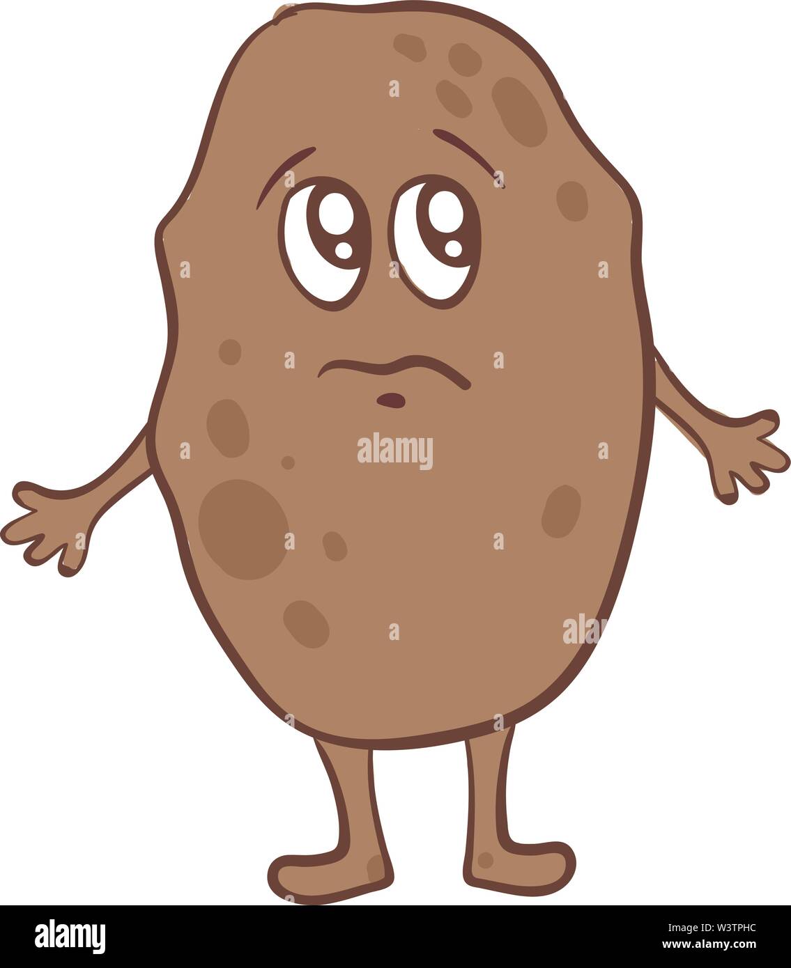 Sad little potato, illustration, vector on white background Stock ...