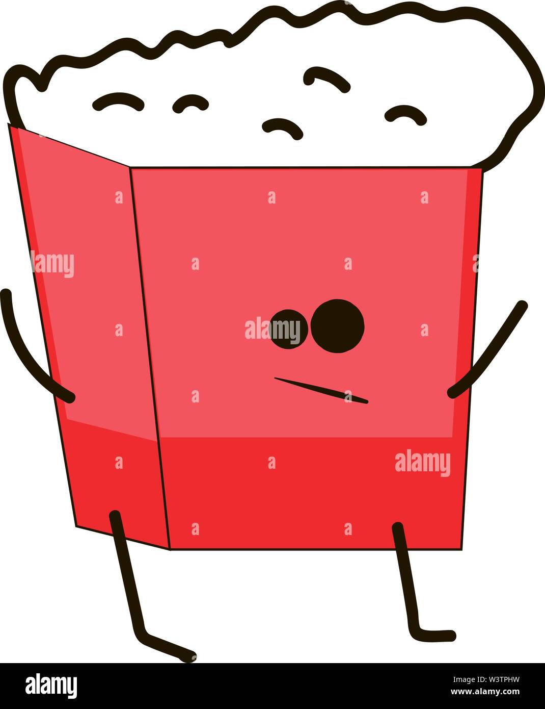 Sad popcorn bag, illustration, vector on white background Stock Vector ...