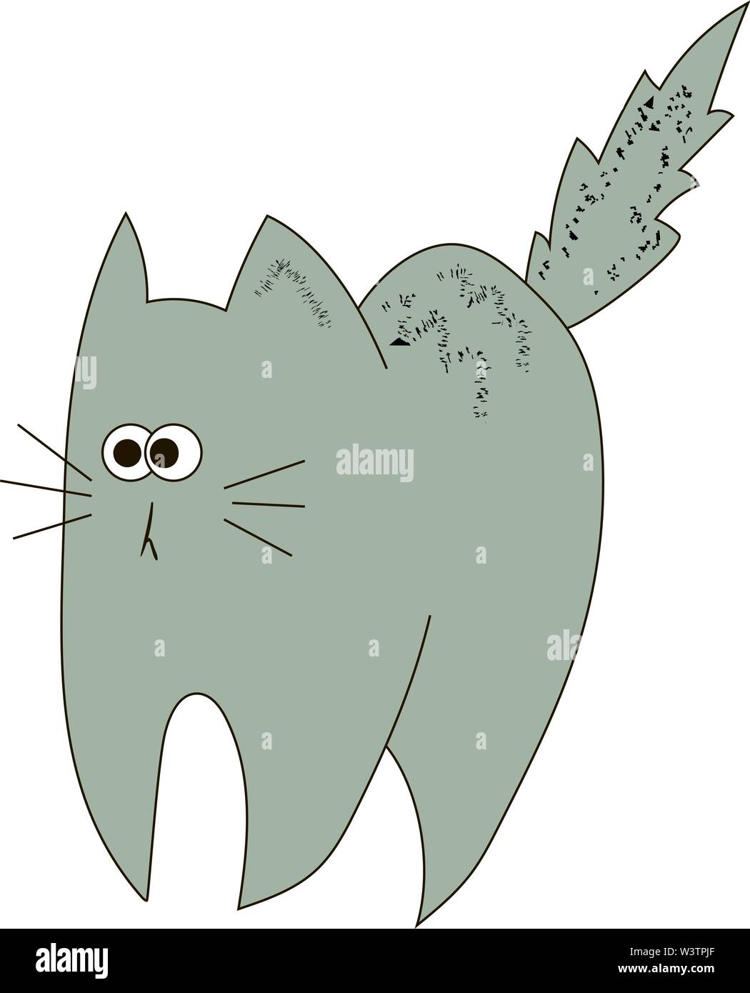 Scared grey cat, illustration, vector on white background Stock Vector ...
