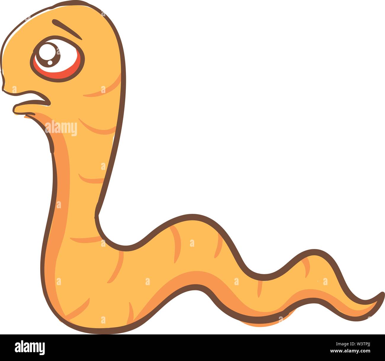 Yellow scared worm, illustration, vector on white background Stock ...