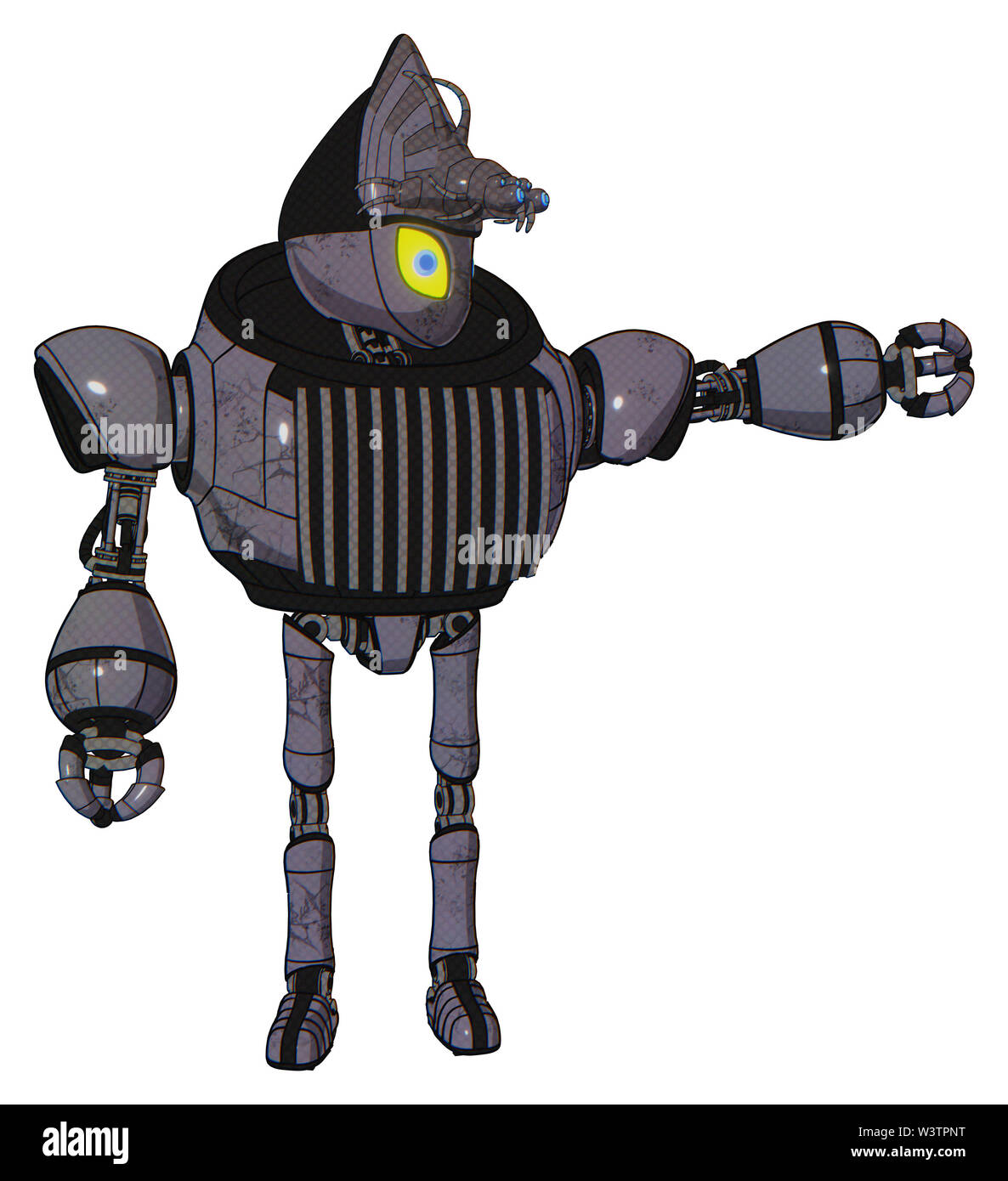 Mech containing elements: grey alien style head, yellow eyes with blue ...