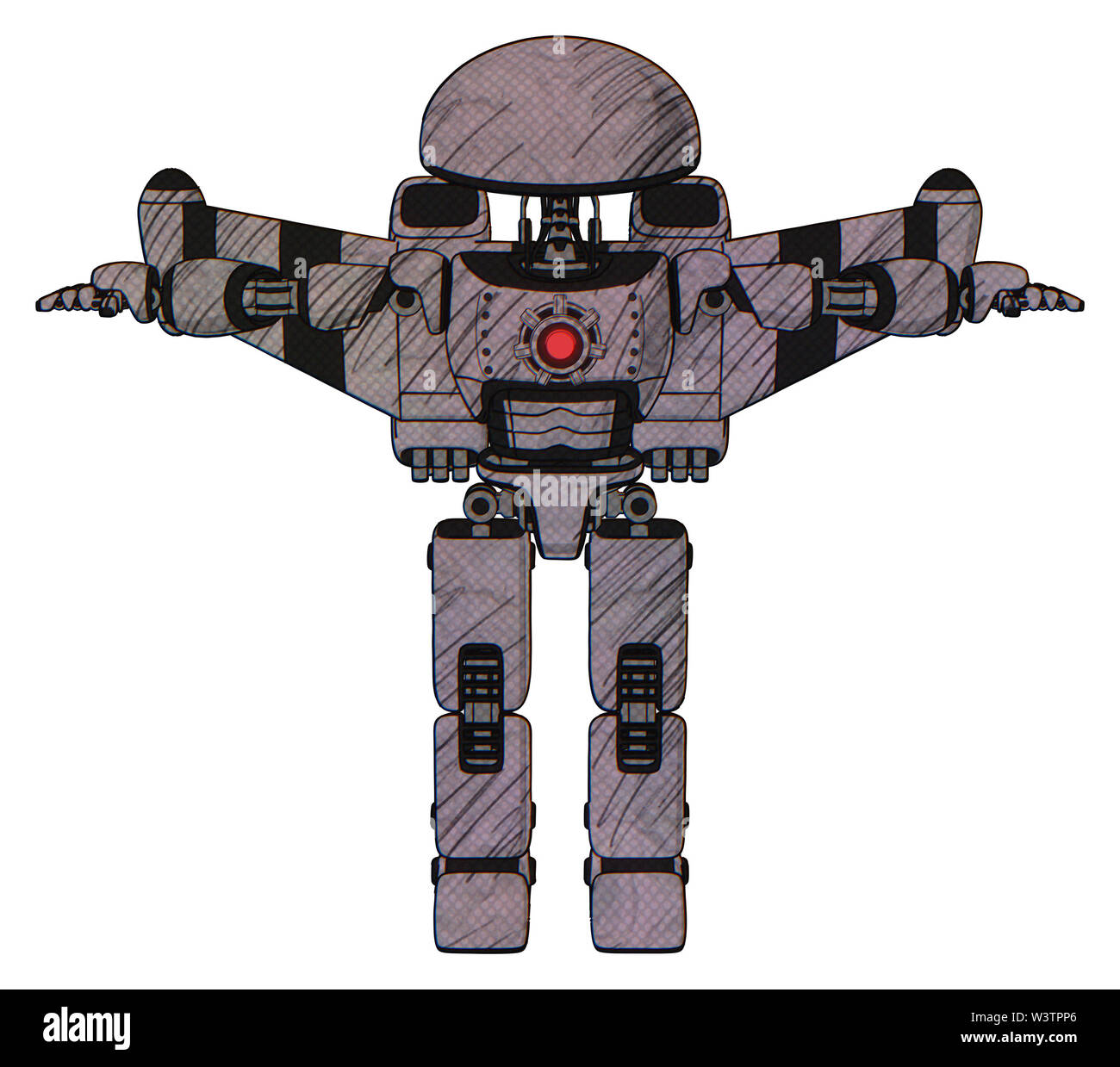 Robot containing elements: dome head, light chest exoshielding, red ...
