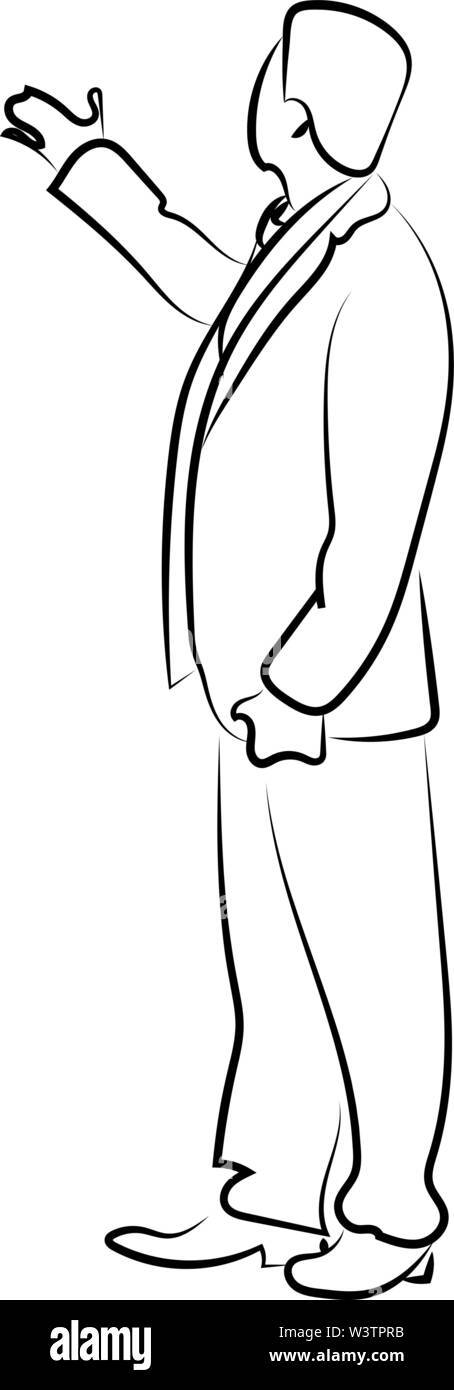 Man showing with hand, illustration, vector on white background Stock ...