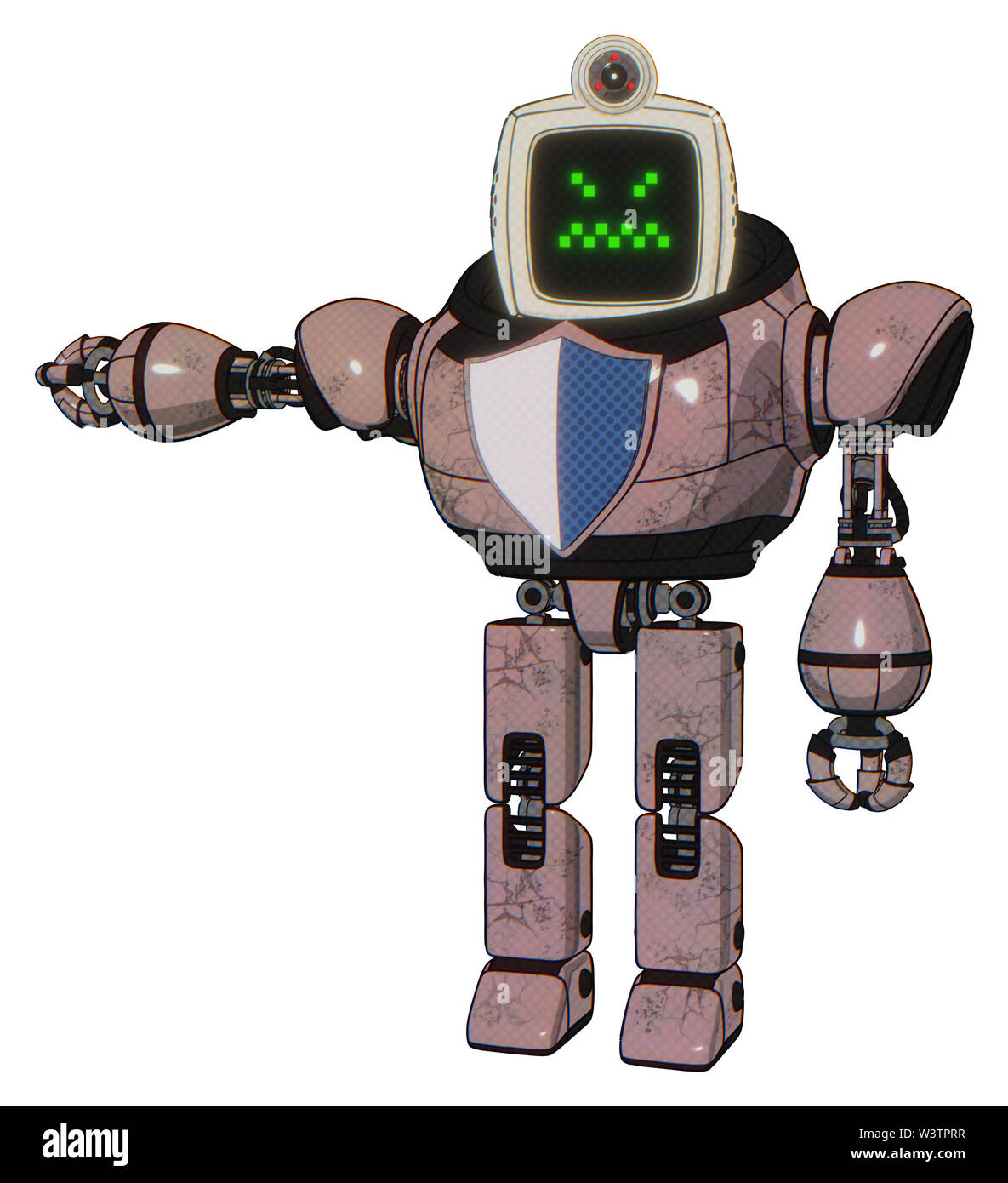 Automaton containing elements: old computer monitor, angry pixels face ...