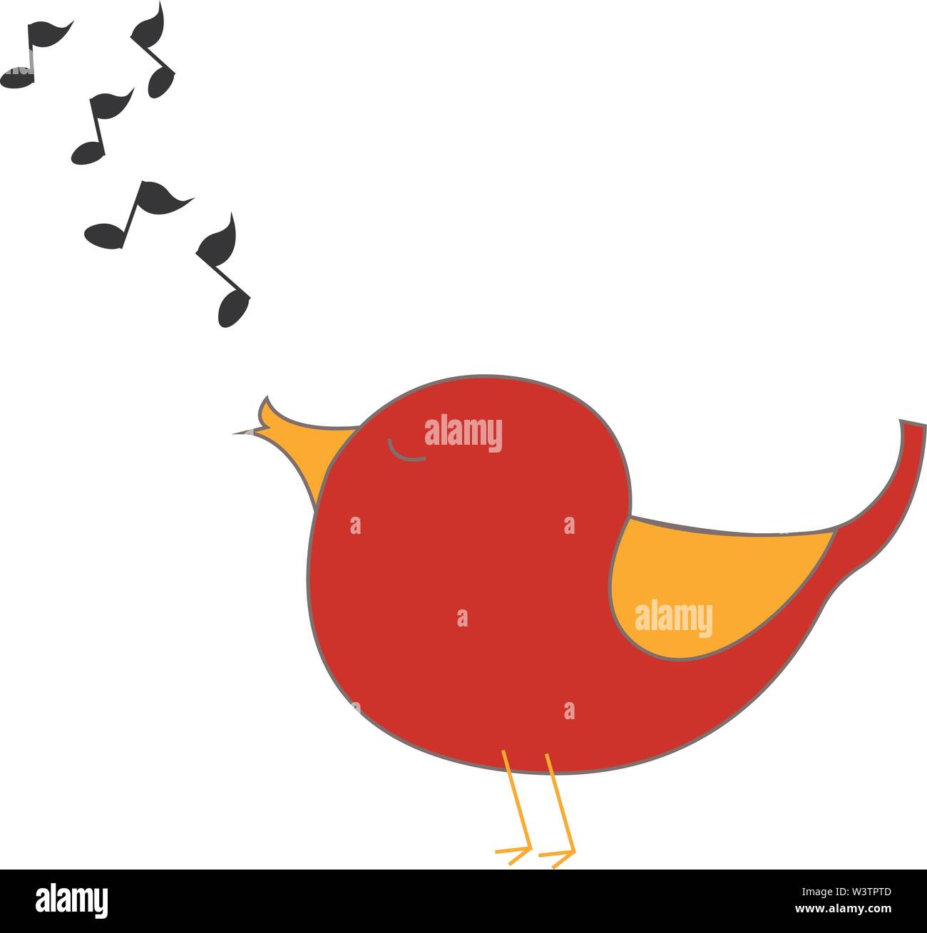 Red singing bird, illustration, vector on white background Stock Vector ...