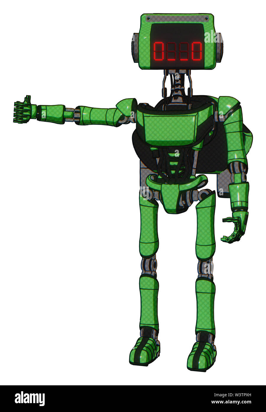 Robot containing elements: dual retro camera head, clock radio head ...