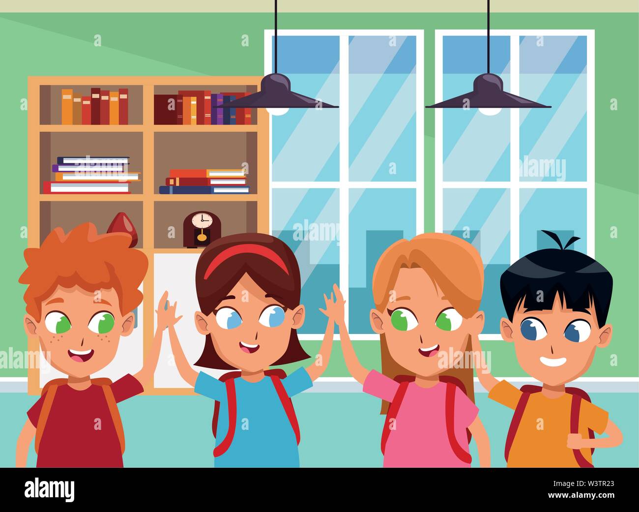 childhood cute school students cartoon Stock Vector Image & Art - Alamy