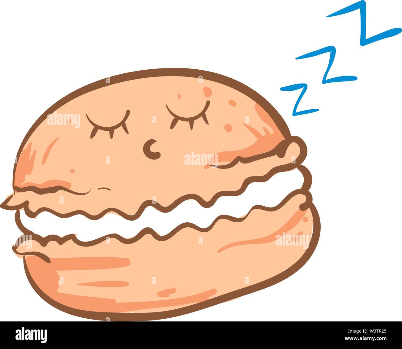 Sleeping macaron, illustration, vector on white background Stock Vector ...