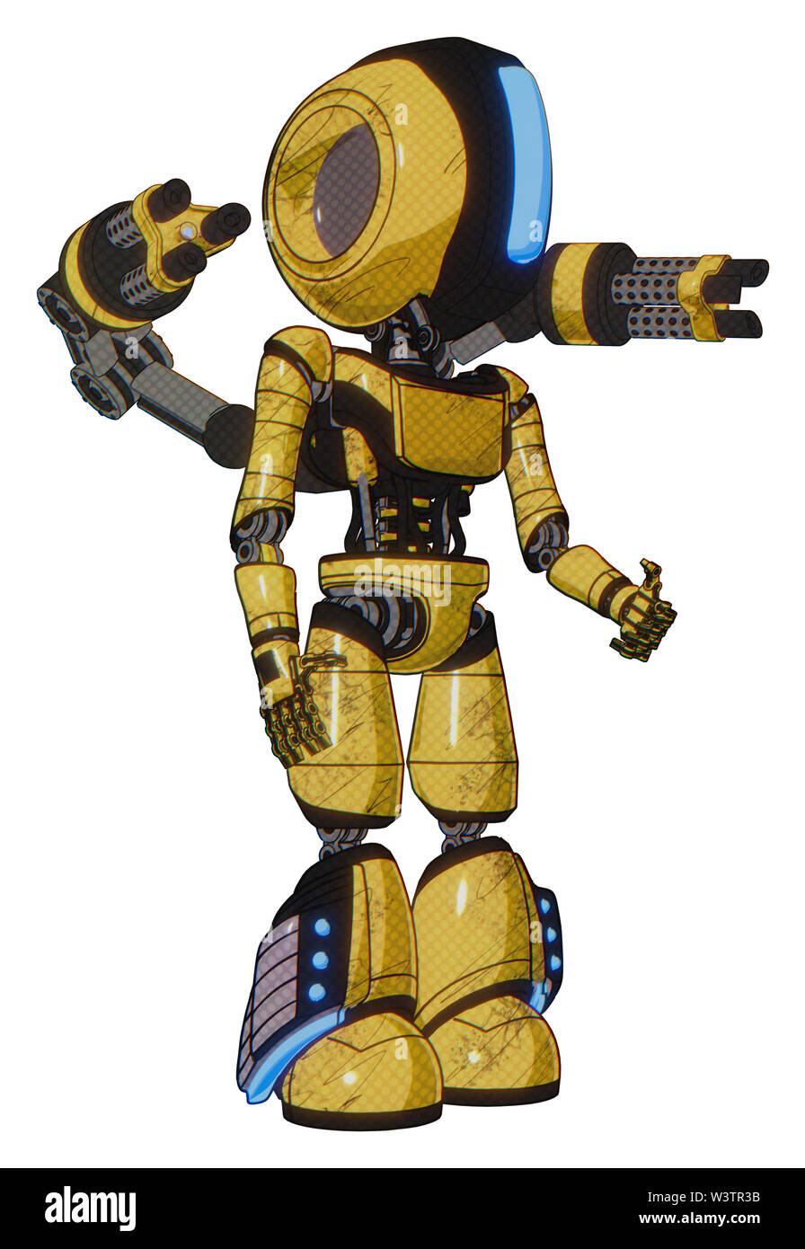 Mech containing elements: round head, large vertical visor, light chest ...