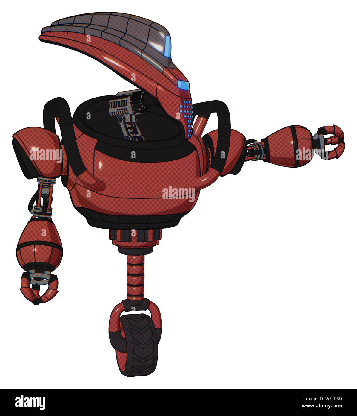 Automaton containing elements: flat elongated skull head, visor, heavy ...