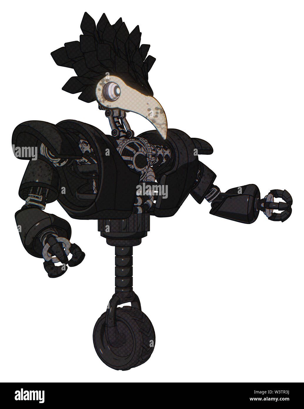 Automaton containing elements: bird skull head, white eyeballs, crow ...