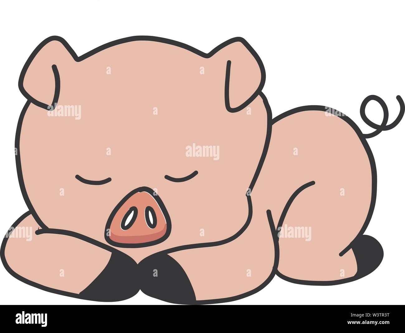 Cute sleeping pig, illustration, vector on white background Stock ...