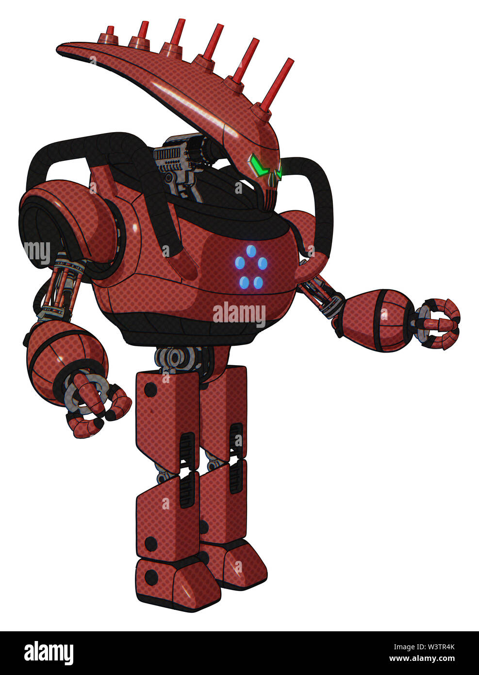 Mech containing elements: flat elongated skull head, heavy upper chest ...
