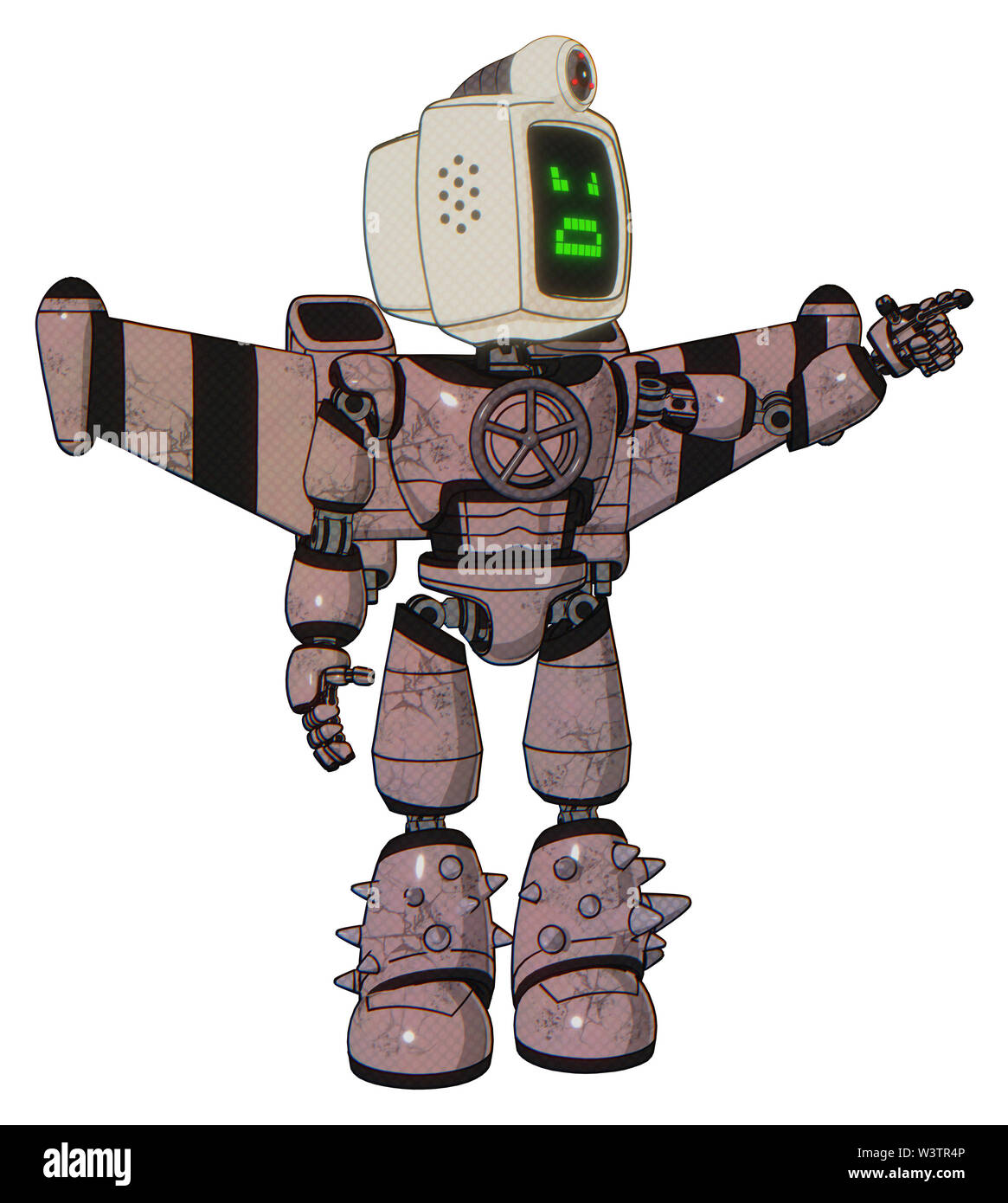 Automaton containing elements: old computer monitor, angry pixels face ...