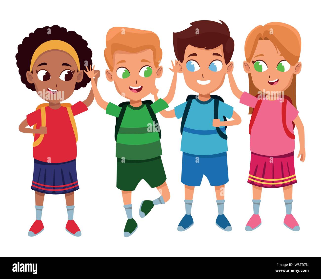 childhood cute school students cartoon Stock Vector Image & Art - Alamy