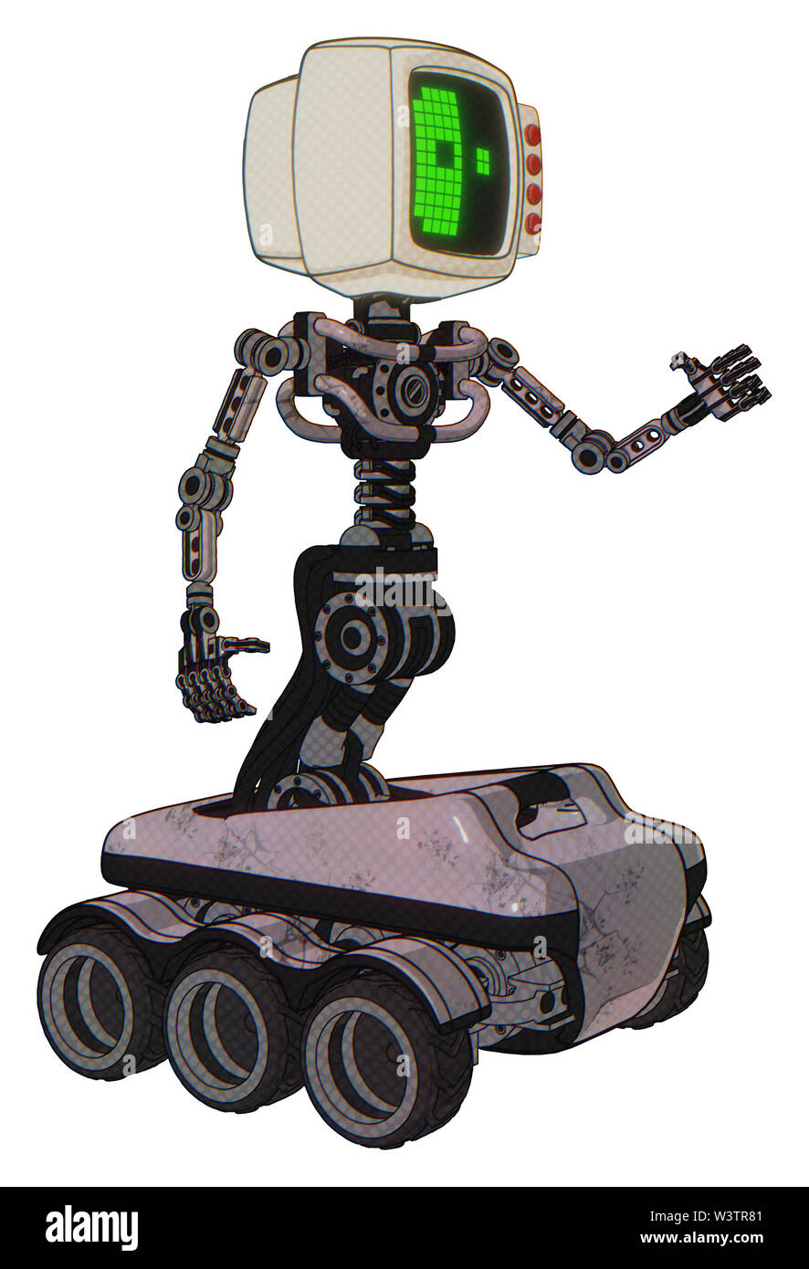 Bot containing elements: old computer monitor, abstract mask pixel face ...