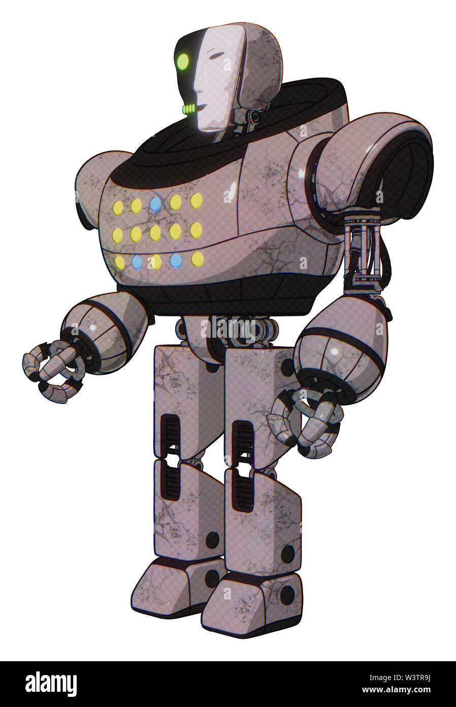 Robot containing elements: humanoid face mask, two-face black white ...