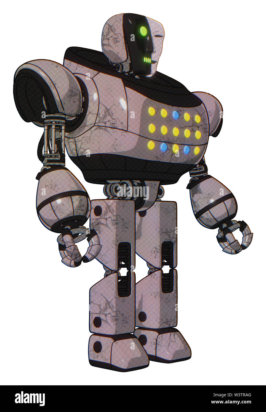 Robot containing elements: humanoid face mask, two-face black white ...