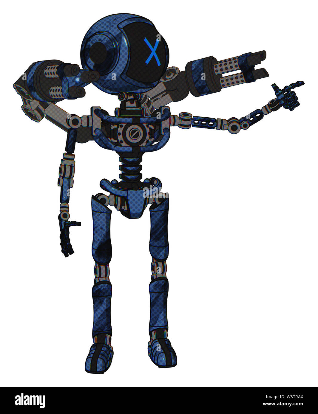 Android containing elements: digital display head, x face, light chest ...