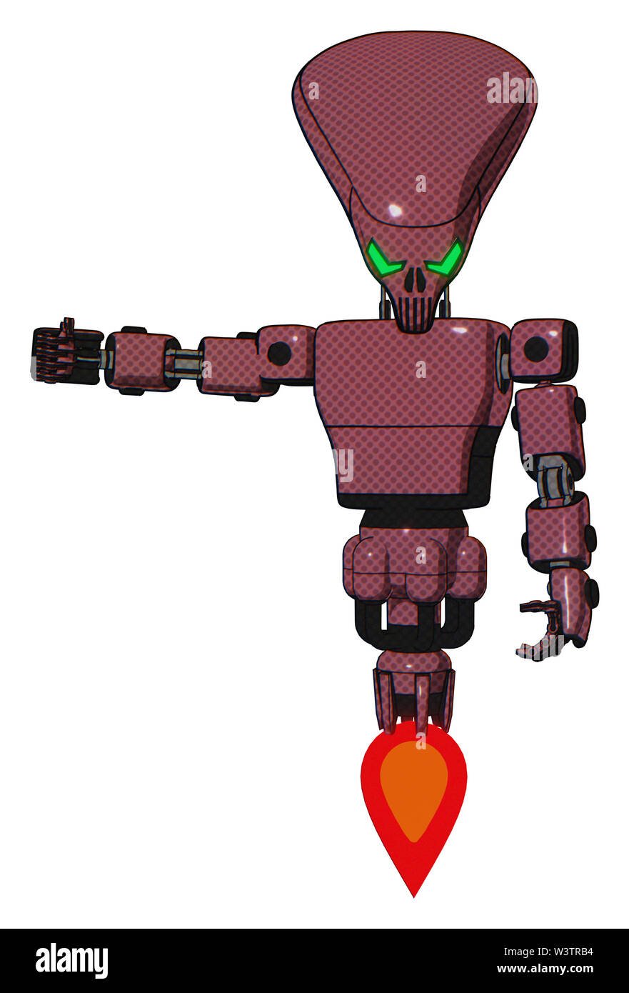 Automaton containing elements: flat elongated skull head, light chest ...