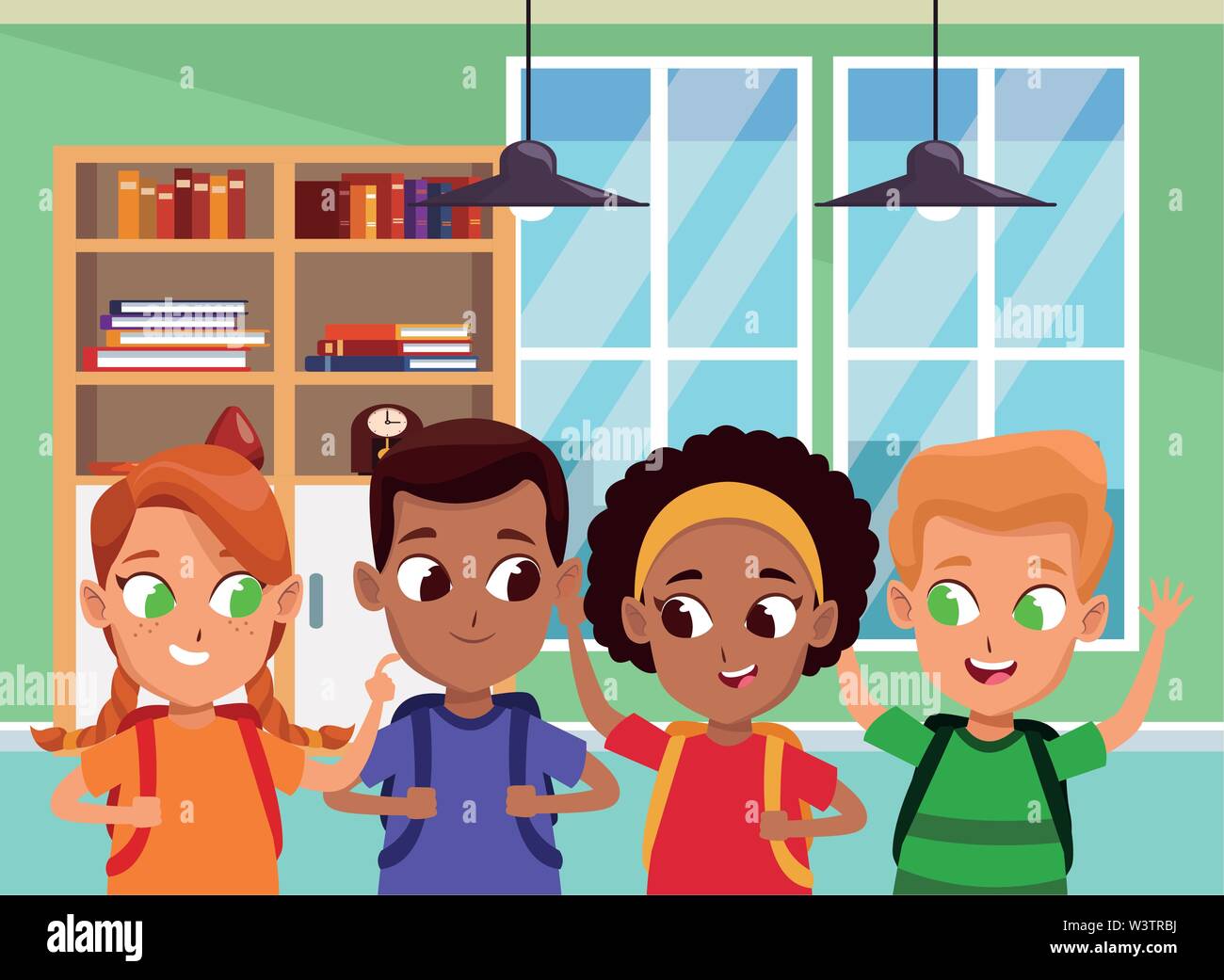 childhood cute school students cartoon Stock Vector Image & Art - Alamy