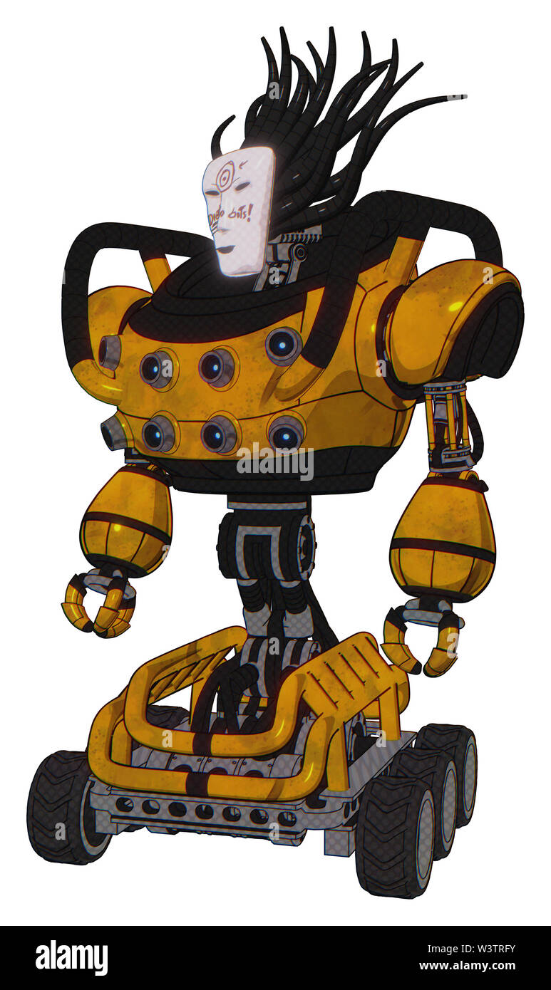 Automaton containing elements: humanoid face mask, die robots graffiti ...