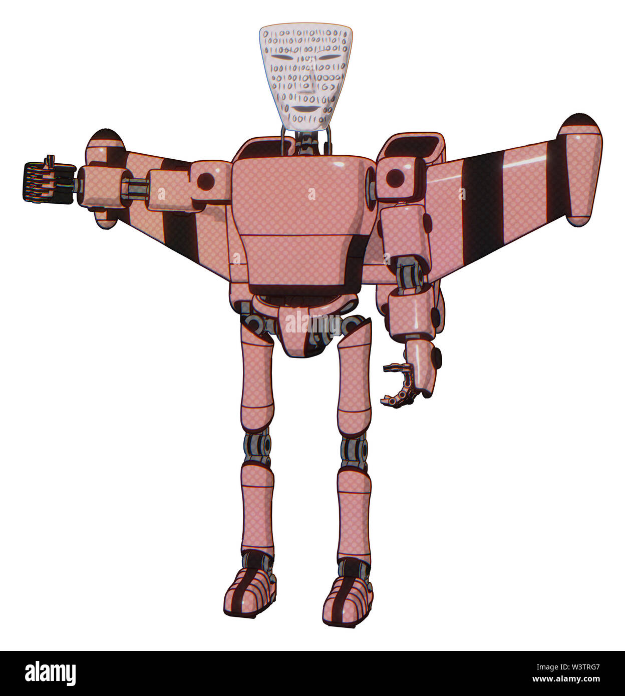 Robot containing elements: humanoid face mask, binary war paint, light ...