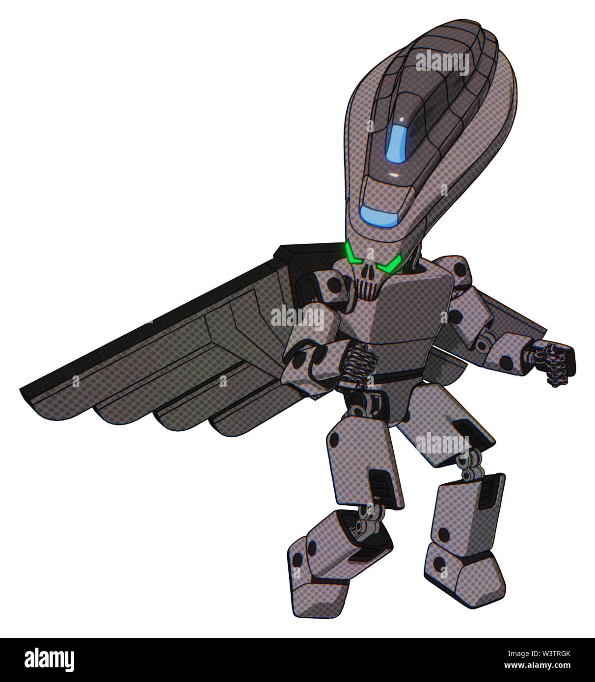 Cyborg containing elements: flat elongated skull head, visor, light ...