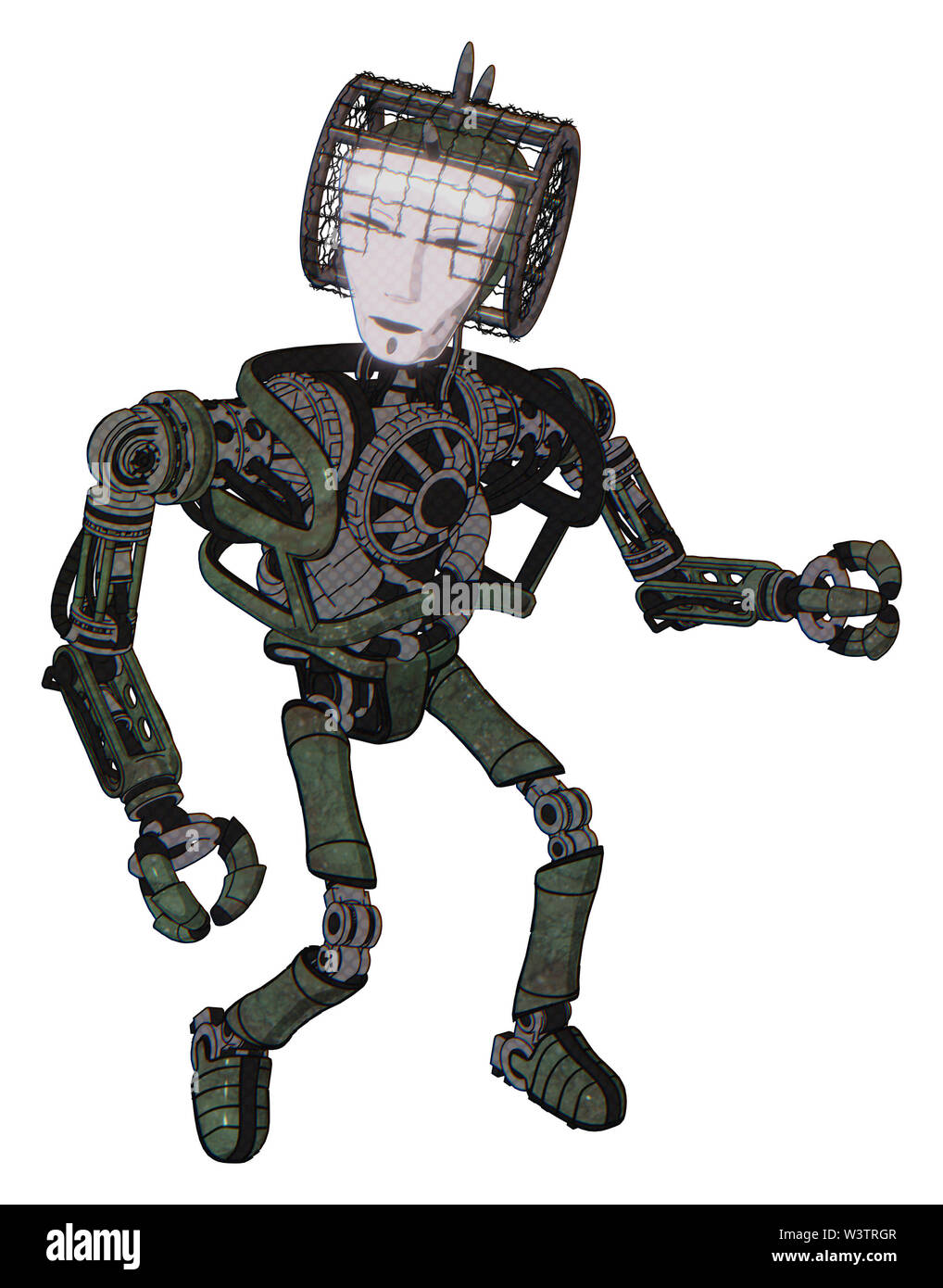 Android containing elements: humanoid face mask, heavy upper chest, no ...