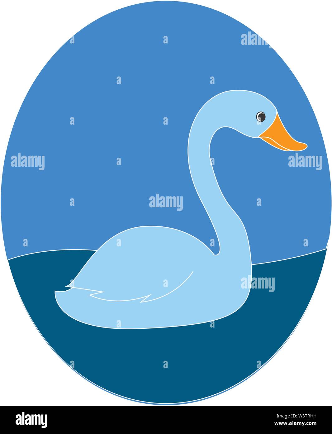 Blue swan in water, illustration, vector on white background Stock ...
