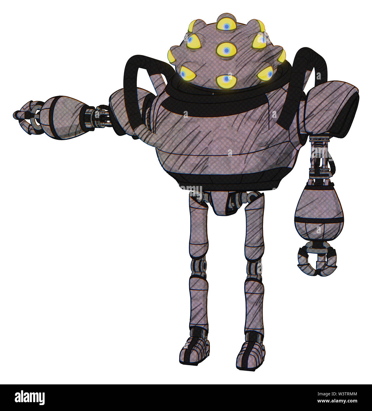 Mech containing elements: many-eyed monster head design, heavy upper ...