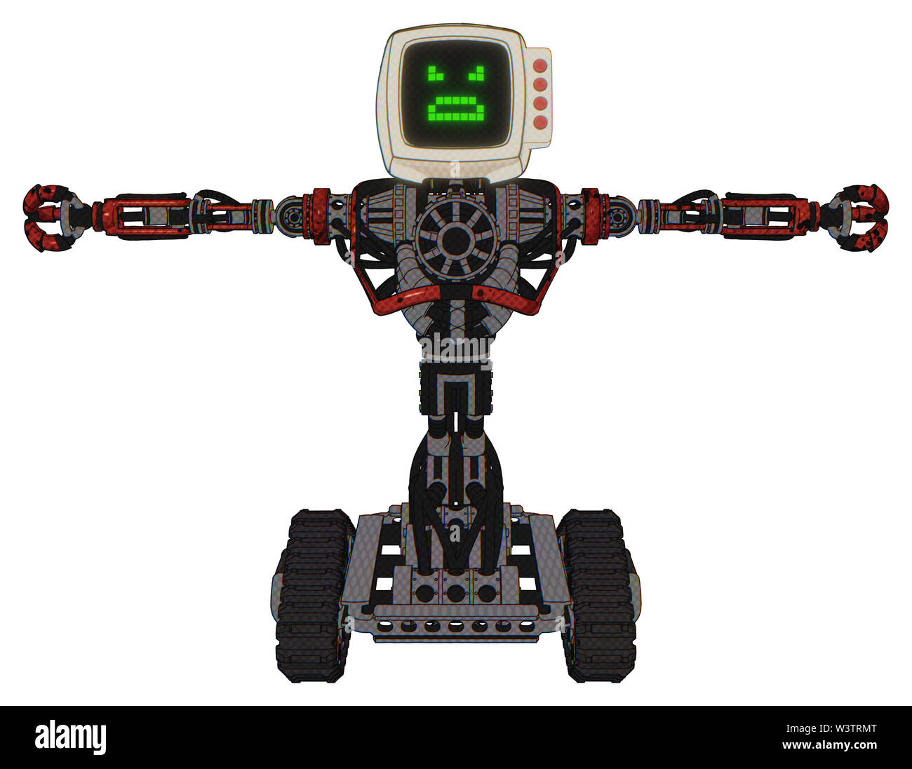 Android containing elements: old computer monitor, angry pixels face ...