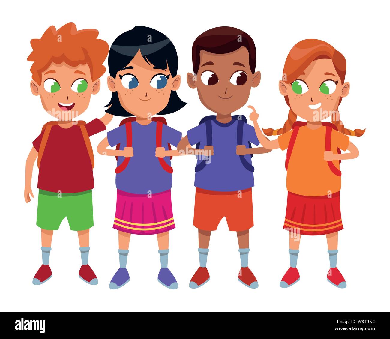 childhood cute school students cartoon Stock Vector Image & Art - Alamy