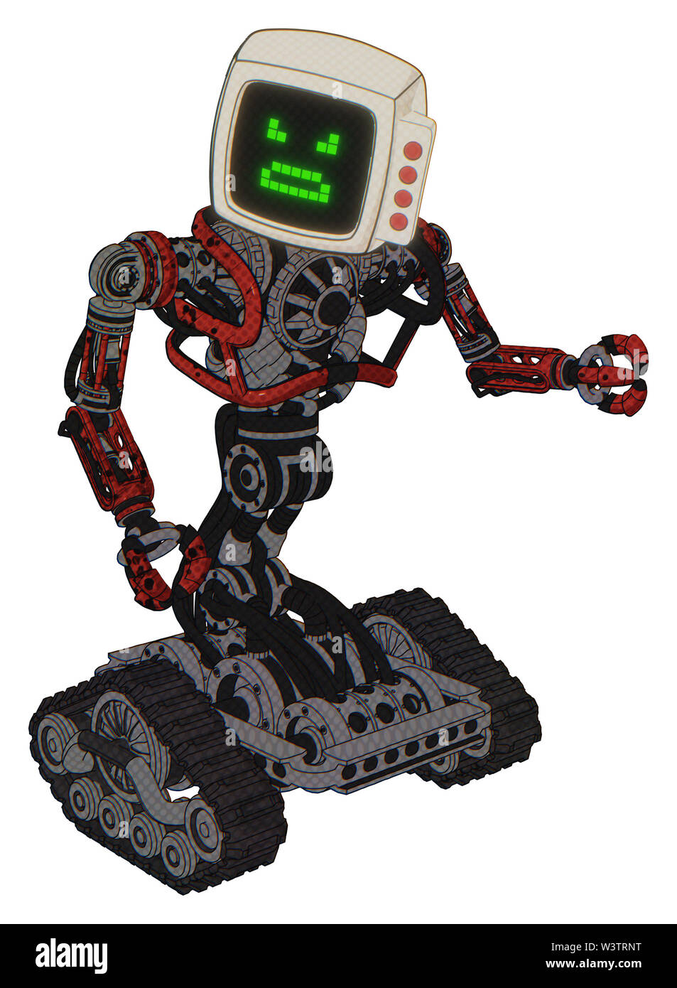 Android containing elements: old computer monitor, angry pixels face ...