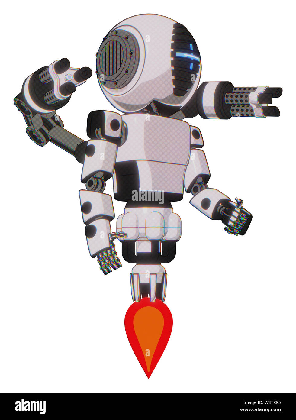 Droid containing elements: round head, vertical cyclops visor, light ...