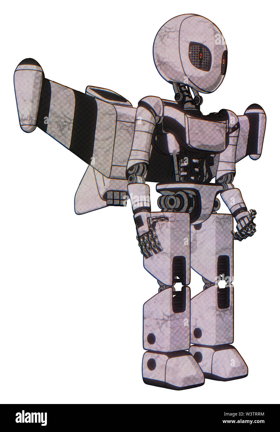 Droid containing elements: grey alien style head, metal grate eyes ...