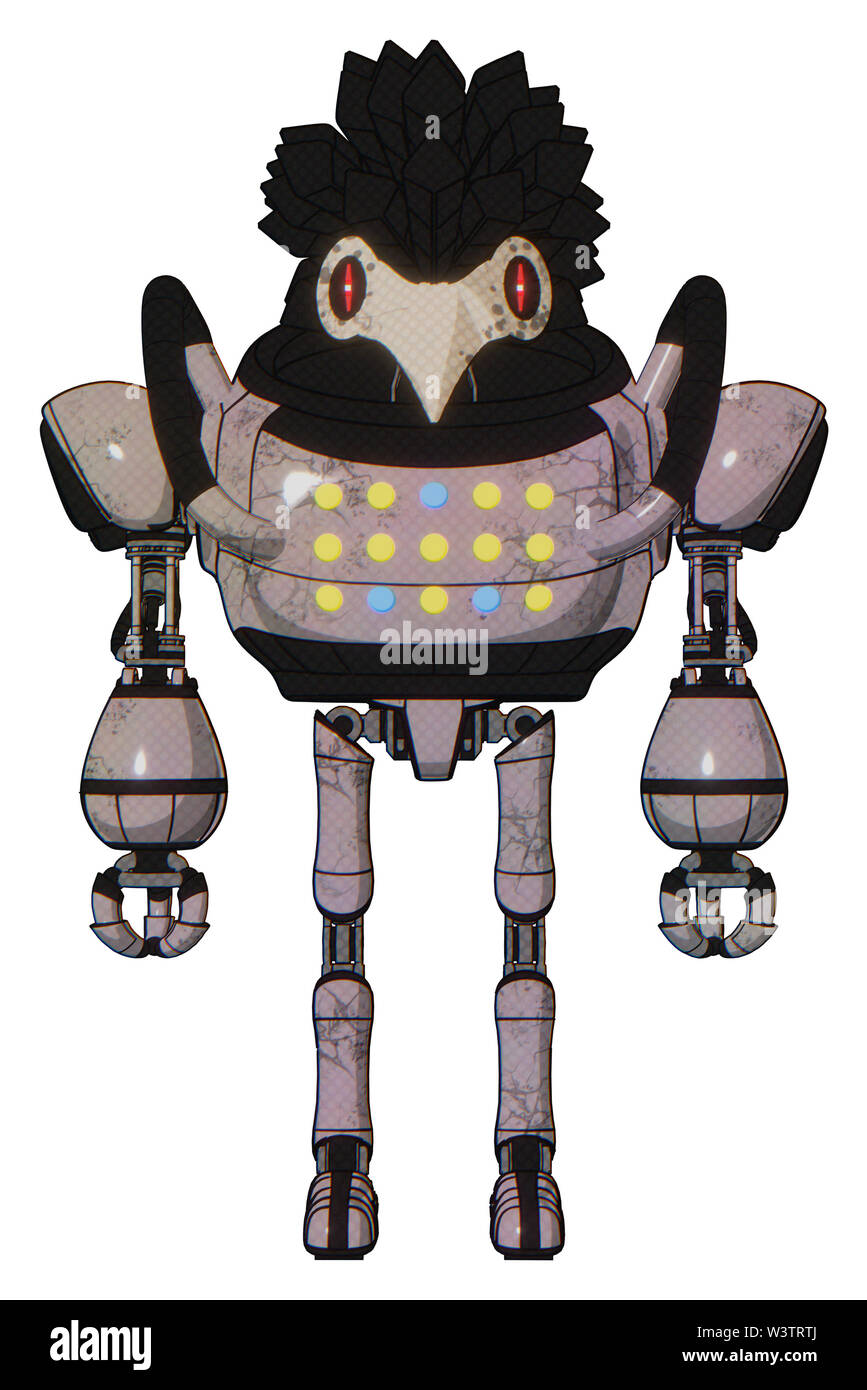 Mech containing elements: bird skull head, red line eyes, crow feather ...