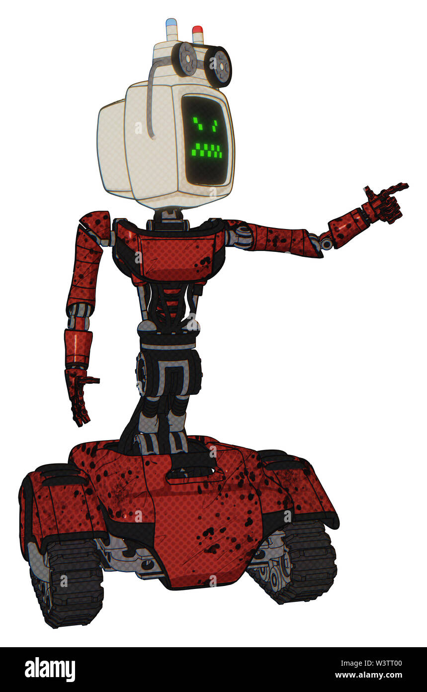 Automaton containing elements: old computer monitor, angry pixels face ...