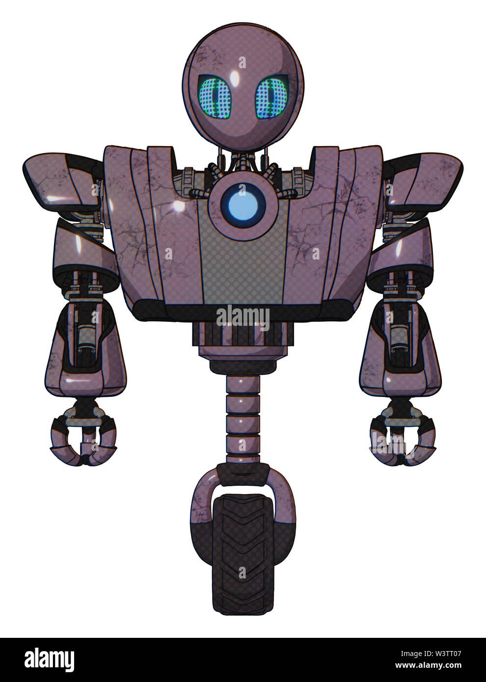 Droid containing elements: grey alien style head, blue grate eyes ...