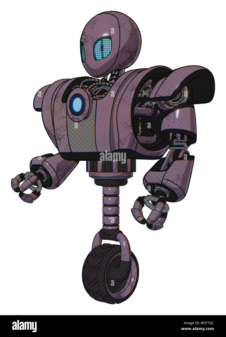 Droid containing elements: grey alien style head, blue grate eyes ...