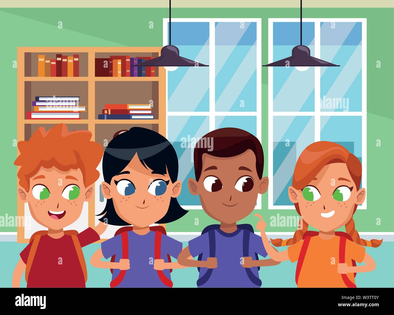 childhood cute school students cartoon Stock Vector Image & Art - Alamy