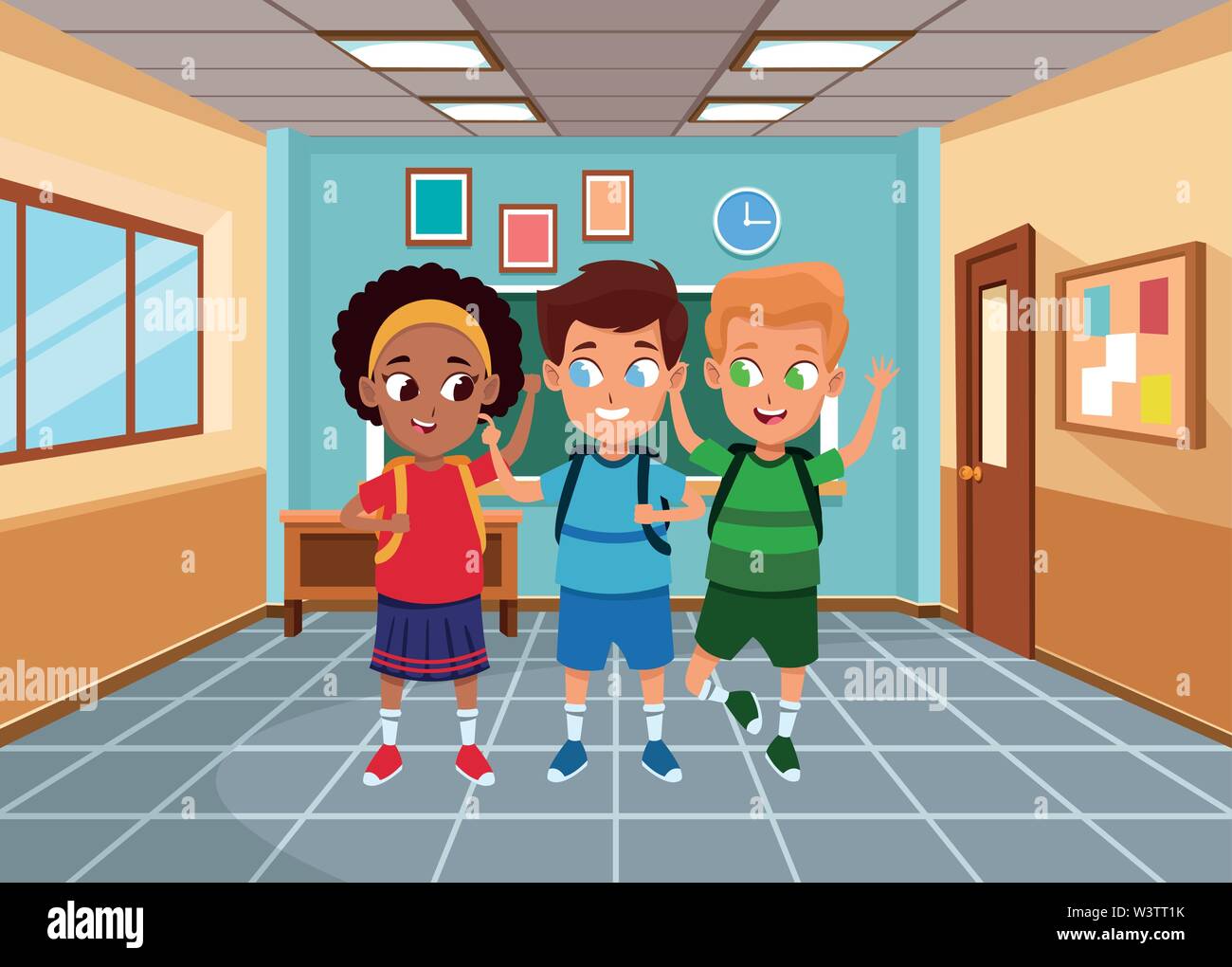 childhood cute school students cartoon Stock Vector Image & Art - Alamy