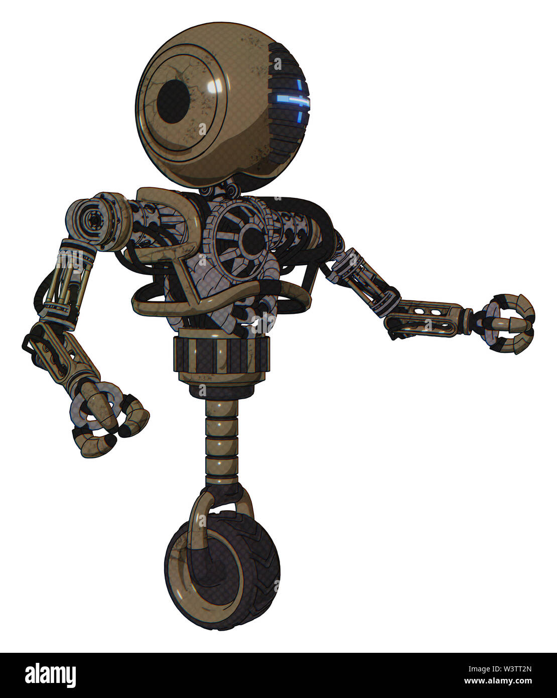 Robot containing elements: round head, vertical cyclops visor, heavy ...