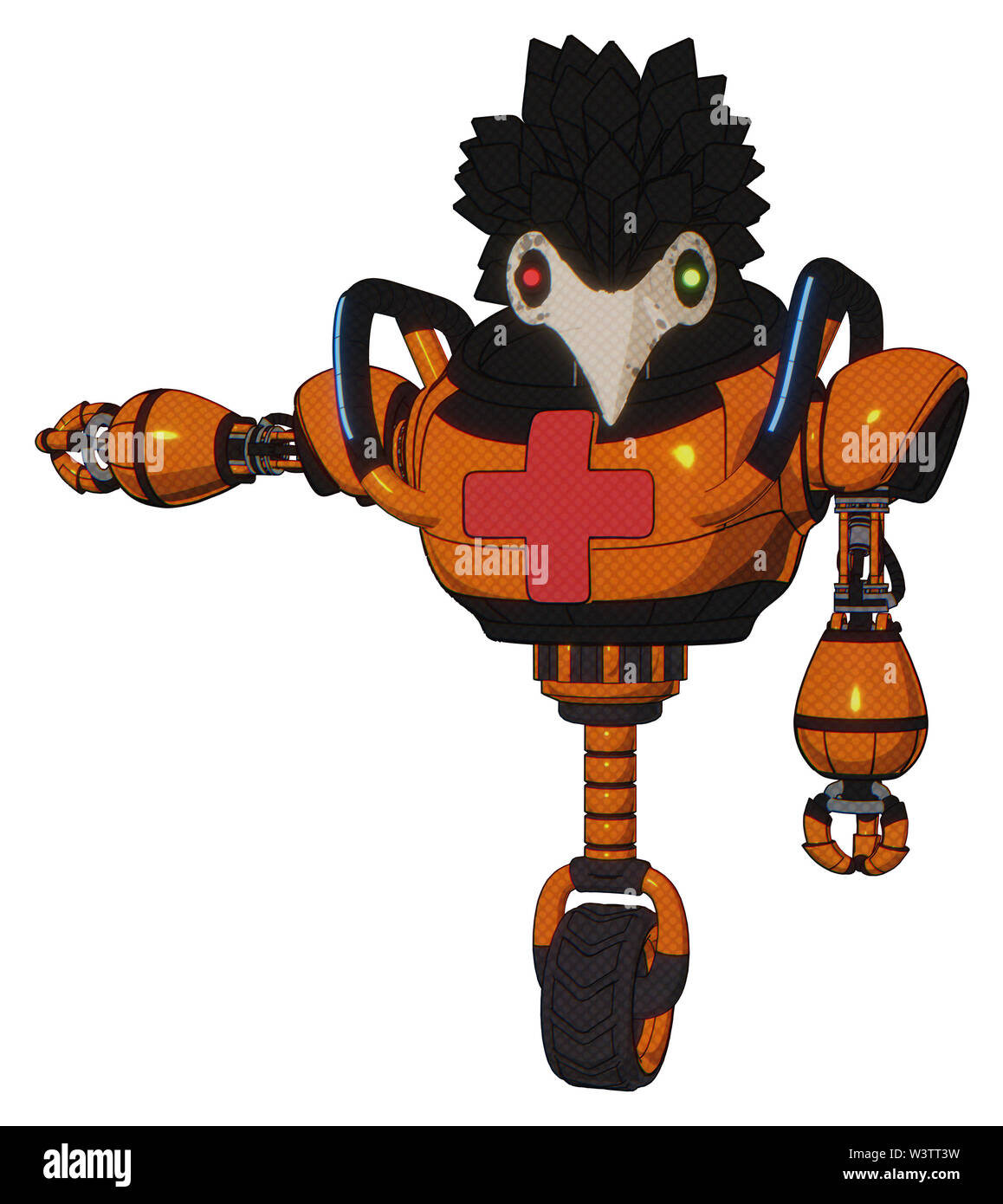 Droid containing elements: bird skull head, yellow and green scope eyes ...