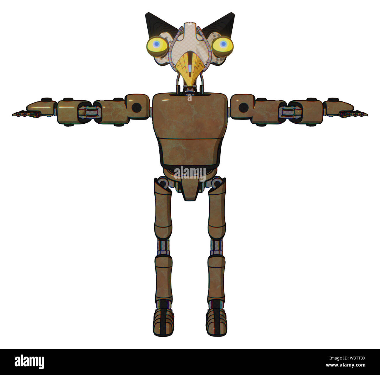 Bot containing elements: bird skull head, big yellow eyes, robobeak ...