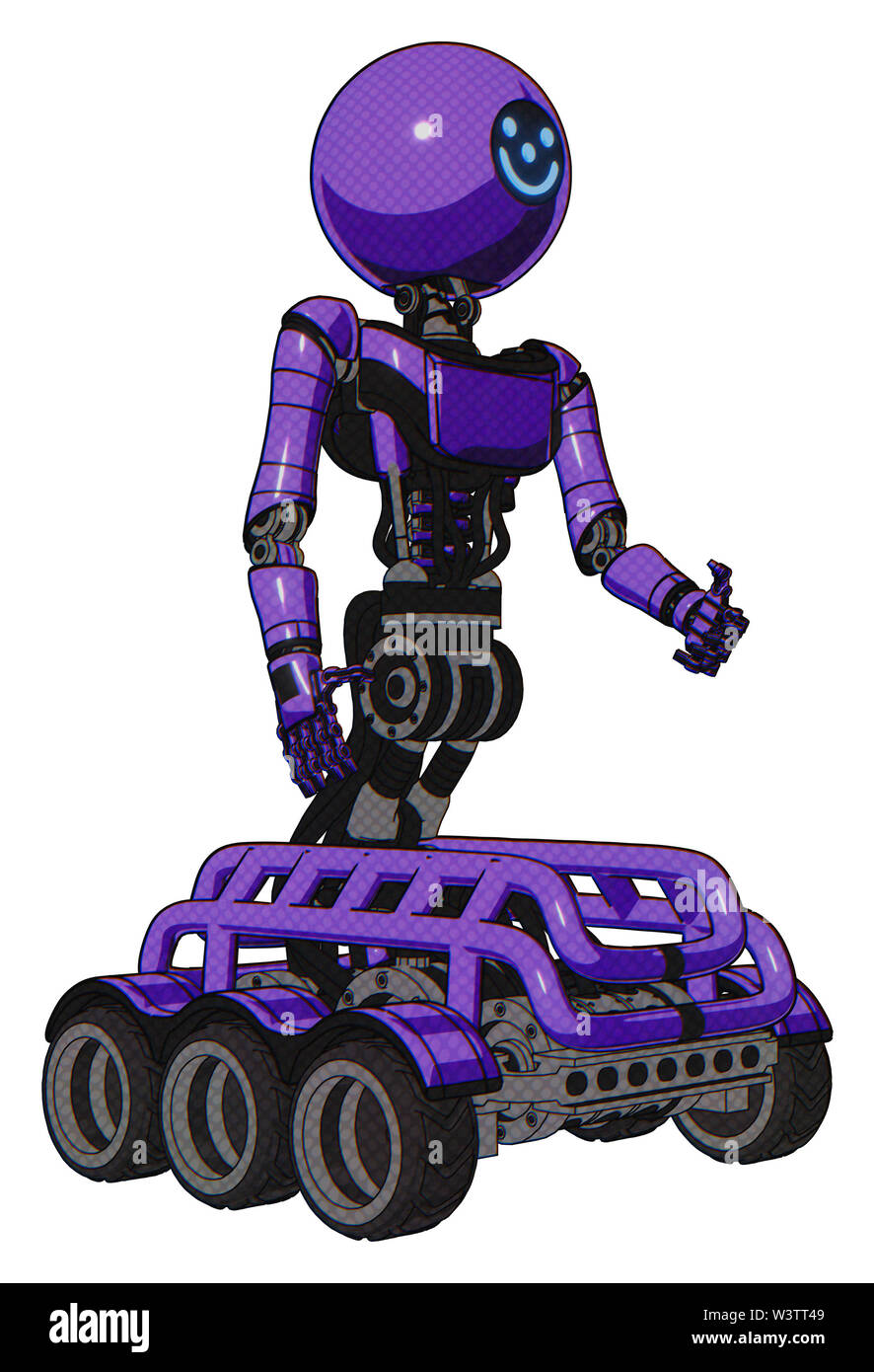 Mech containing elements: dual retro camera head, small happy face ...