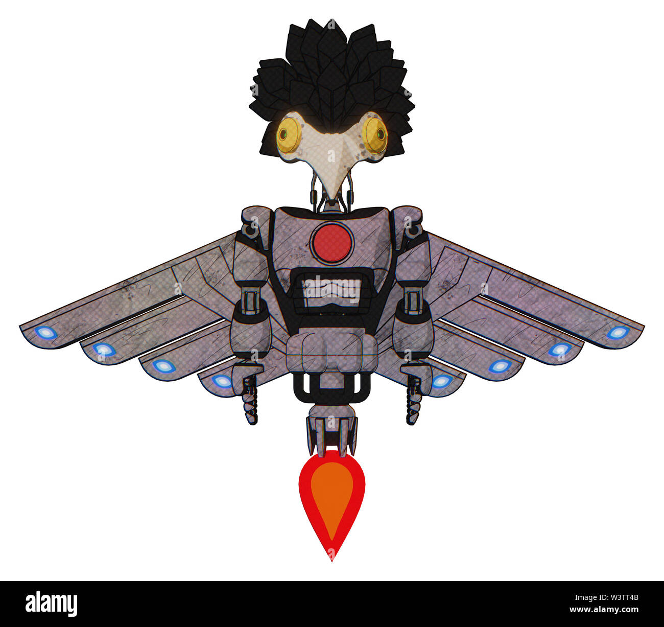 Robot containing elements: bird skull head, brass steampunk eyes, crow ...