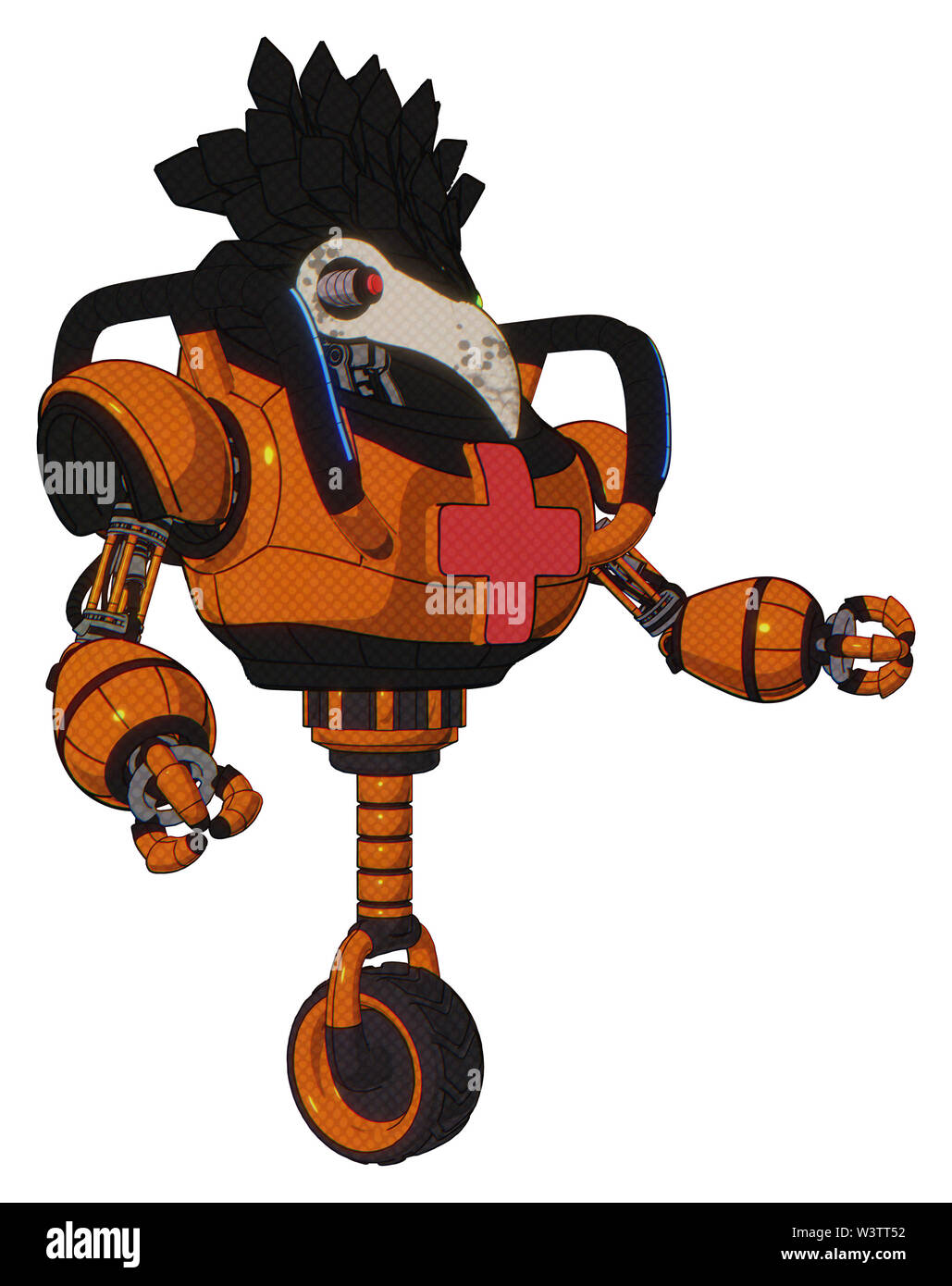 Droid containing elements: bird skull head, yellow and green scope eyes ...