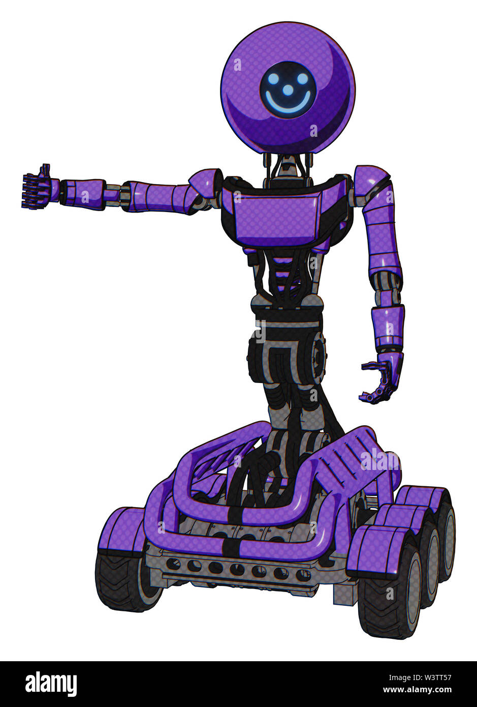 Mech containing elements: dual retro camera head, small happy face ...