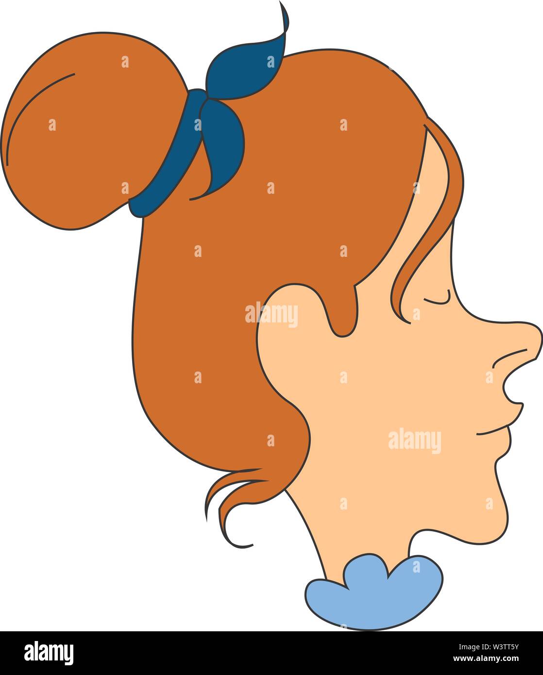 Girl with blue ribbon, illustration, vector on white background Stock ...